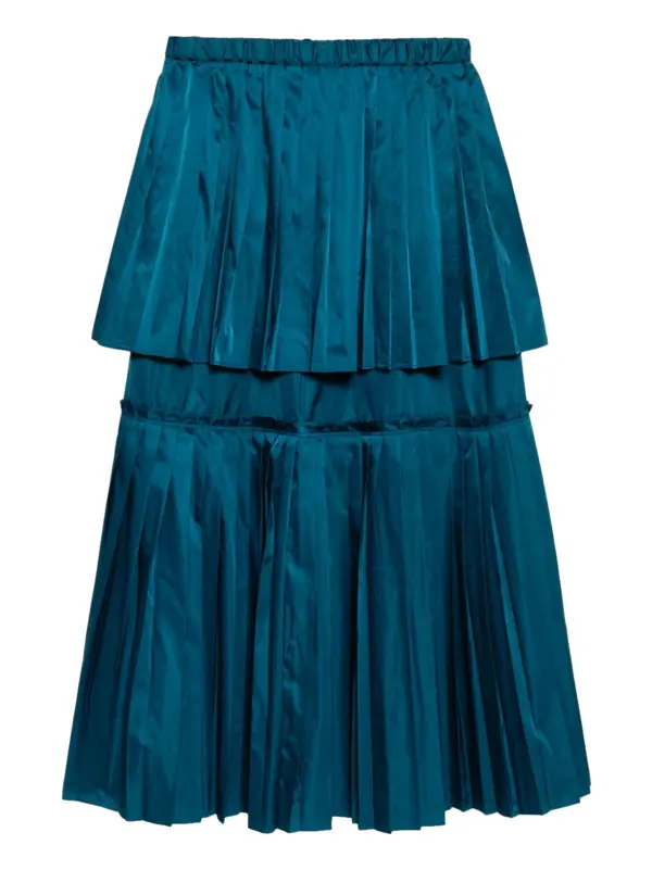 ENFOLD Layered Pleated Skirt - Green