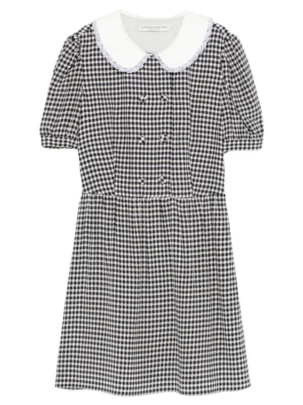 Alessandra Rich Vichy-print Mini Dress - Blue