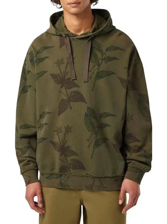 Scotch & Soda Over Dye Allover Loose Fit French Terry Hoodie - Leaves