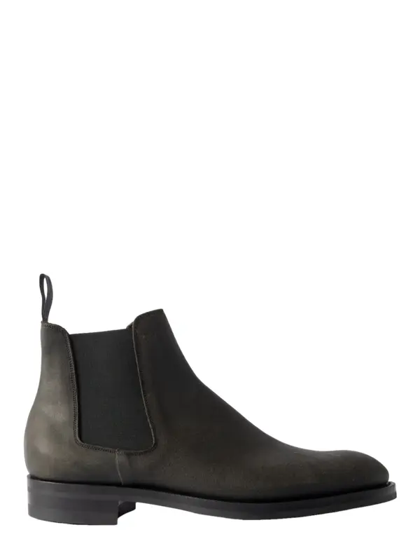 EDWARD GREEN Govan Waxed-suede Chelsea Boots - Brown