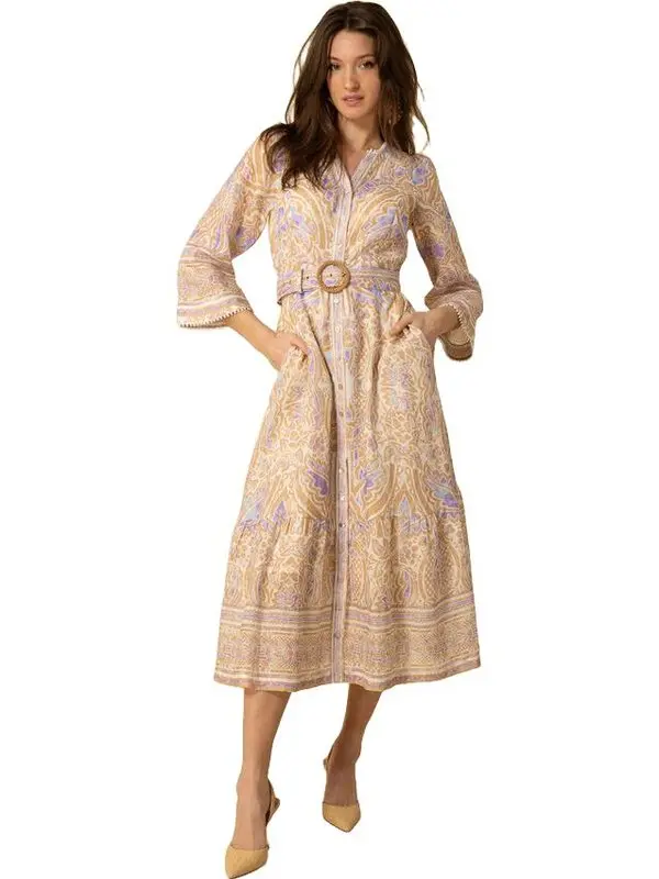 Hale Bob Davina Linen Dress - Brown / Neutral