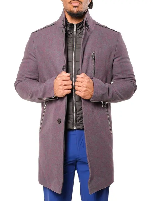 MACEOO Car Coat With Quilted Bib - Blue