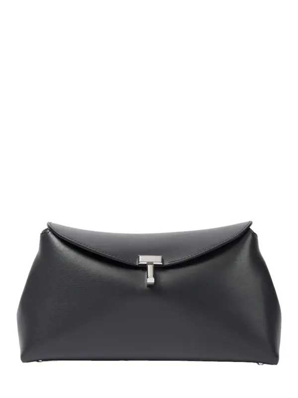 TOTÊME T-lock Small Leather Clutch - Grey