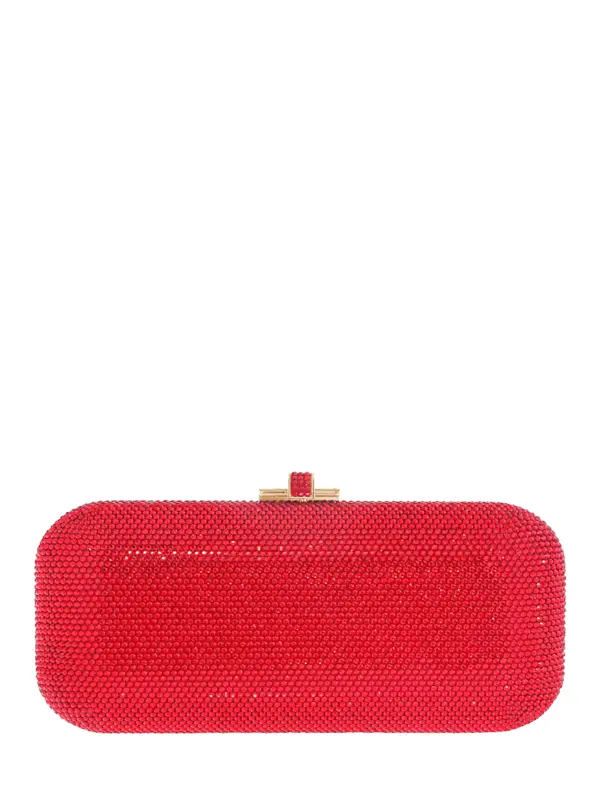 Judith Leiber Long Slide Crystal Minaudiere - Champagne Light Siam