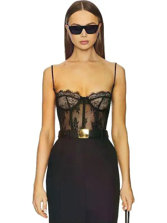 Retrofete Gisela Bodysuit In Black - Black & Nude