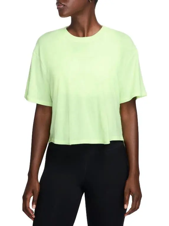 Nike Dri-fit Relaxed Crop Top - Barely Volt/ Clear