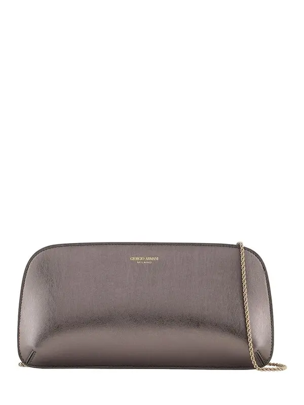 Giorgio Armani La Prima Large Metallic Clutch - Grey