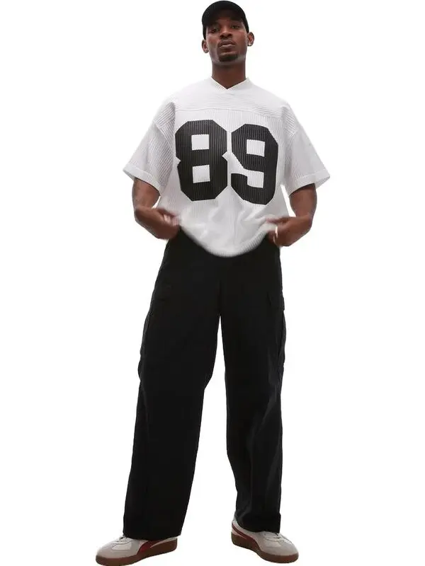 Topman Wide Leg Cargo Pants - Black