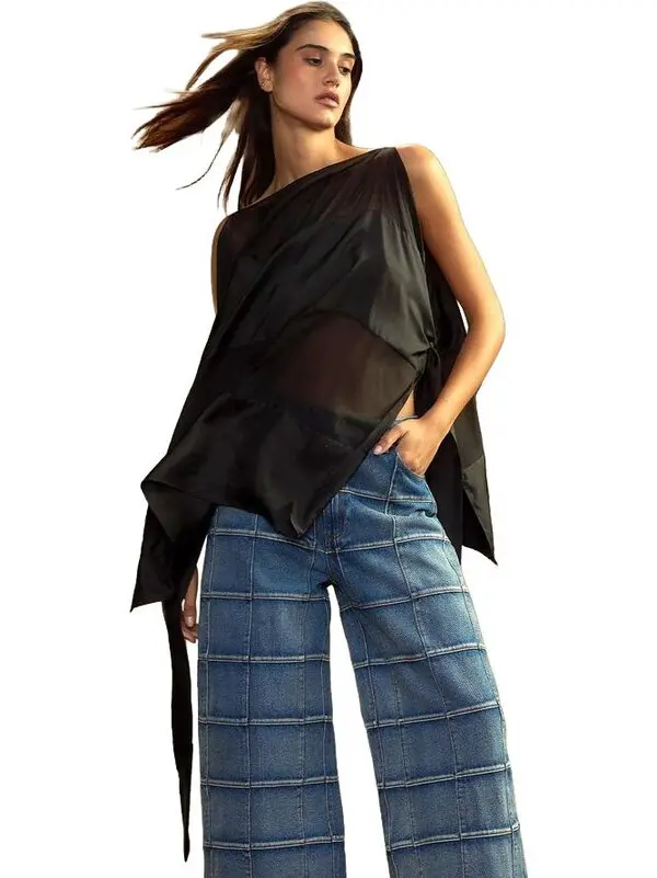 Cynthia Rowley Windswept Silk Blouse - Black