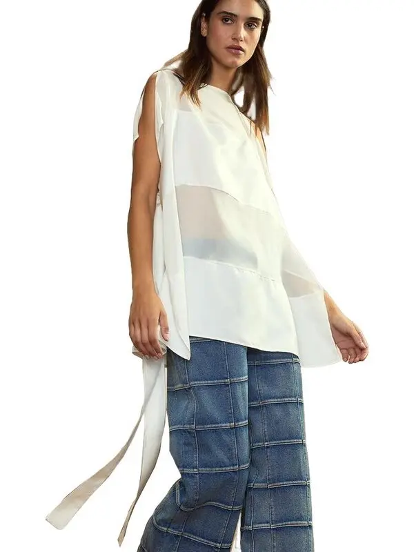 Cynthia Rowley Windswept Silk Blouse - White