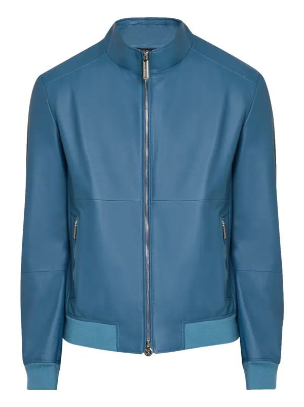 Stefano Ricci Leather Blouson Jacket - Blue