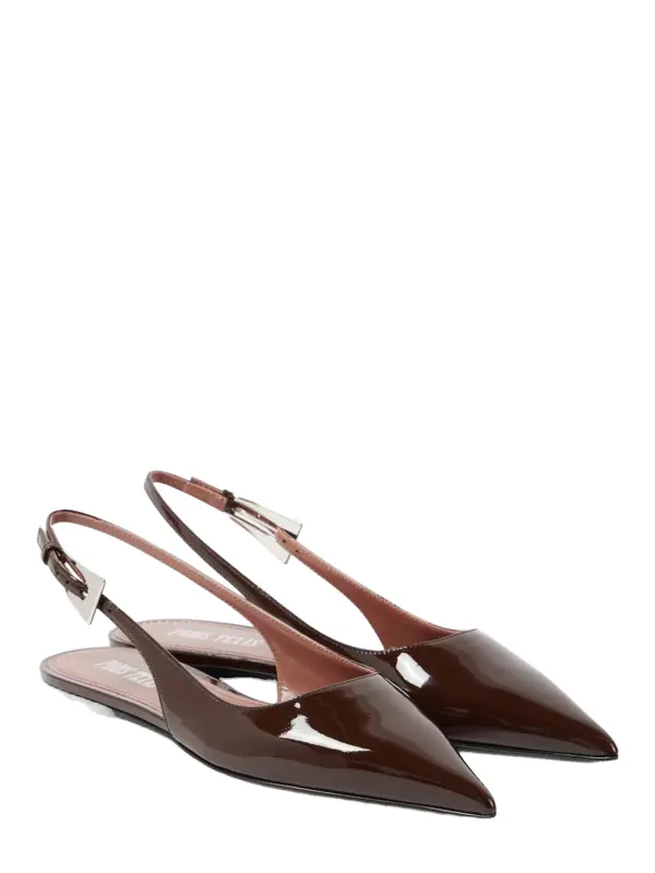 Paris Texas Jessica 10 Patent Leather Slingback Flats - Brown