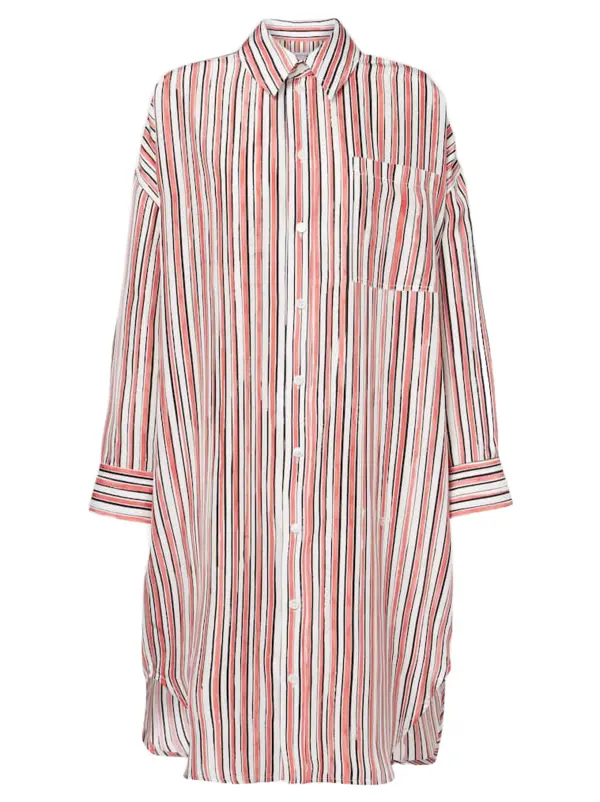 Bottega Veneta Silk Midi Shirt Dress - Red