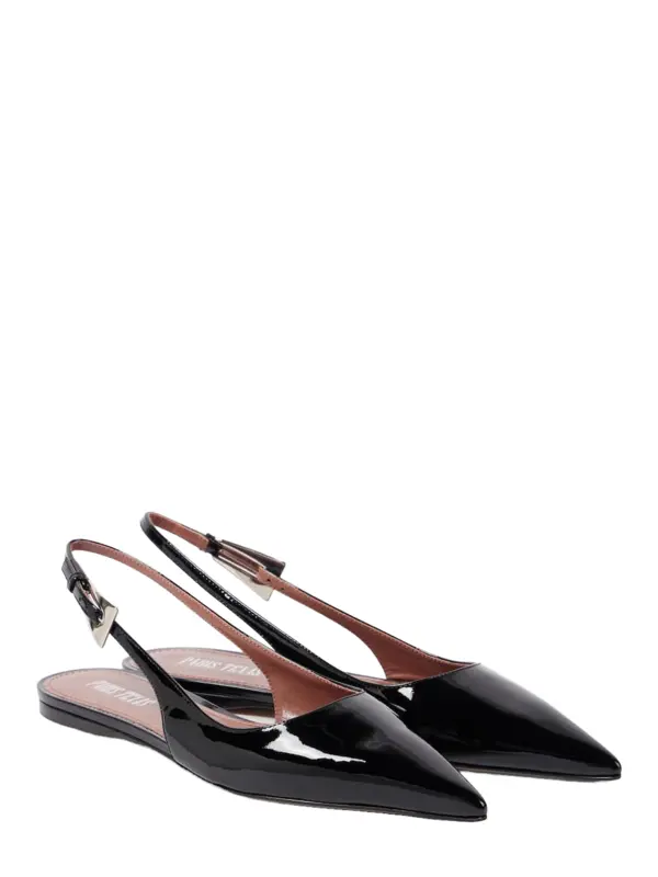 Paris Texas Jessica 10 Patent Leather Slingback Flats - Black
