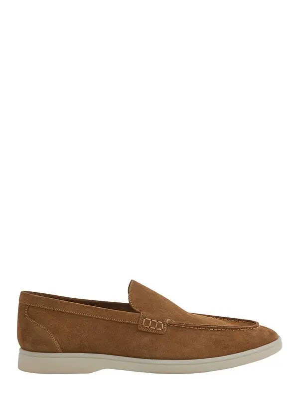 REISS Kason Suede Slip-on Loafers - Stone