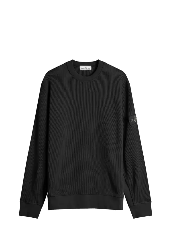 Stone Island Waffle Crew Neck Sweatshirt - Black