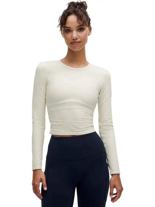 Lululemon All It Takes Back-twist Ribbed Long-sleeve Shirt - Bone
