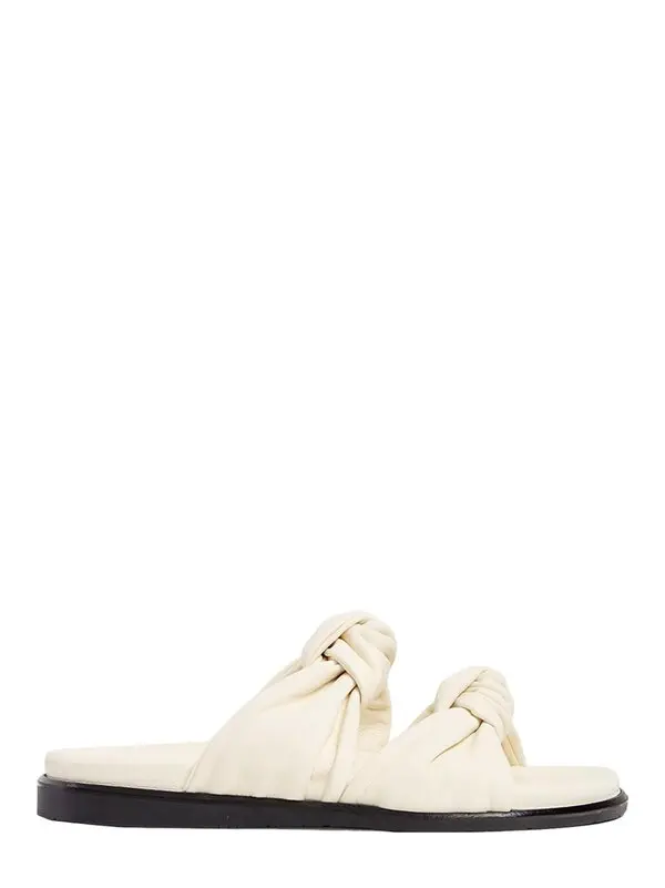 Dear Frances Tye Leather Knot Slide Sandals - White