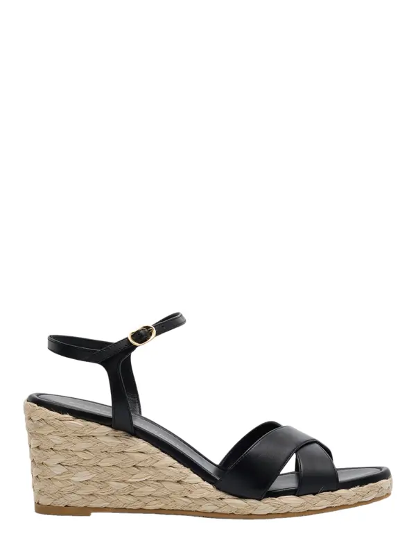 STUART WEITZMAN Dayna Leather Espadrille Sandals - Blacknatural