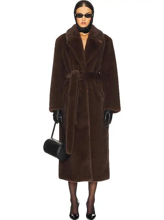 LAMARQUE Darelle Faux Fur Maxi Coat - Walnut