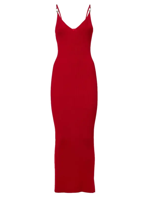 Versace Ribbed-knit Slip Dress - Red