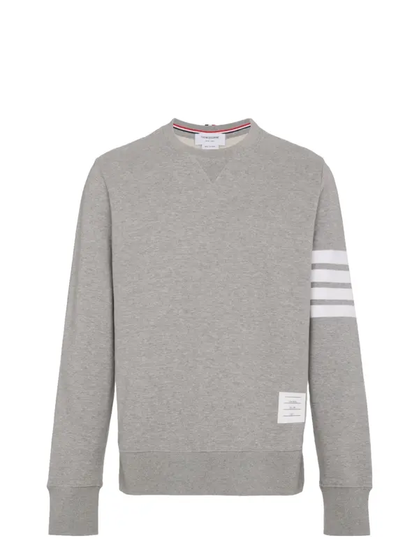 Thom Browne 4-bar Cotton Crewneck Sweatshirt - Light Grey