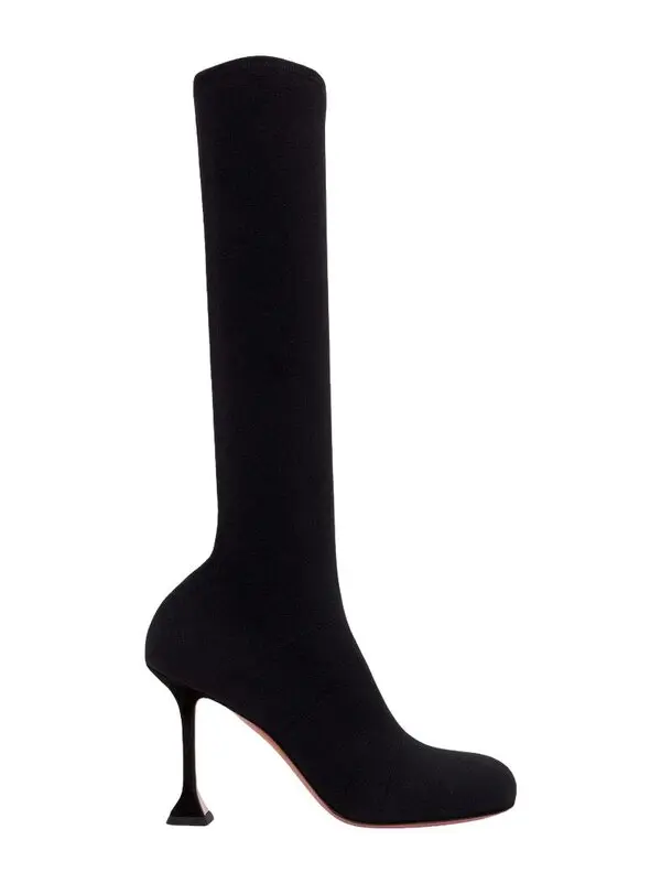 Amina Muaddi Veneda 95 Stretch Knit Boots - Black