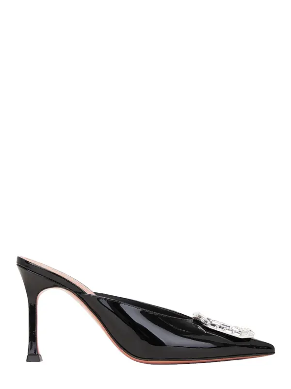 Amina Muaddi Camelia 90 Patent Mules - Black & White