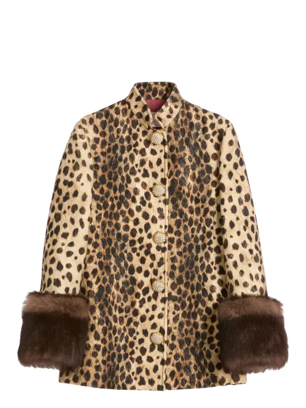 Valentino Garavani Wool Animal Print Coat - Beige