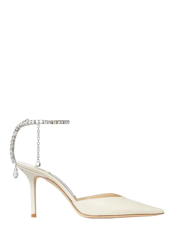JIMMY CHOO Saeda 85 Patent Pumps - White