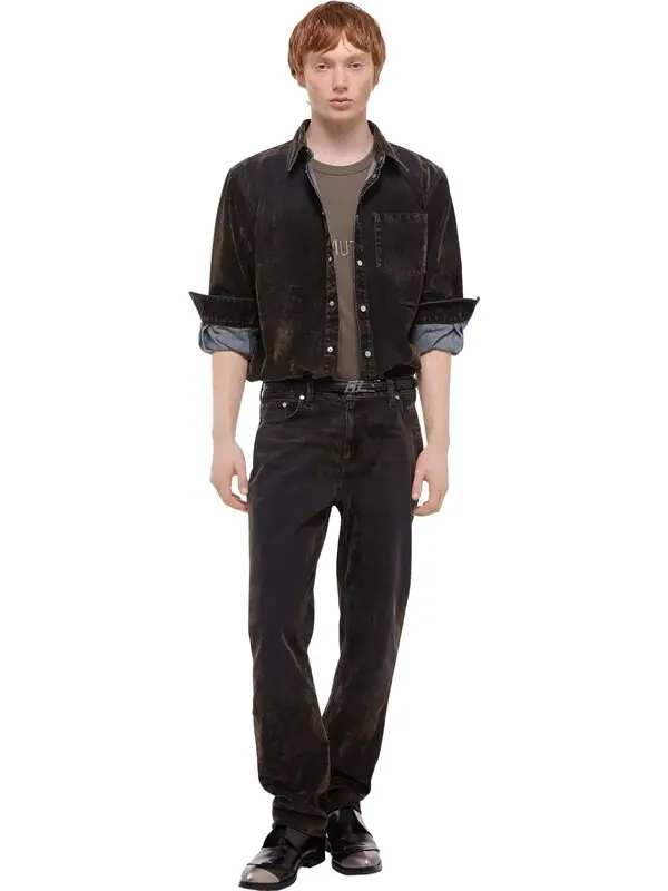 Helmut Lang Curved Flocked Shirt - Flocked Olive