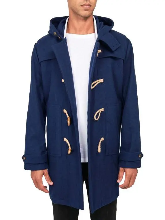 CON.STRUCT Solid Wool Toggle Coat - Navy