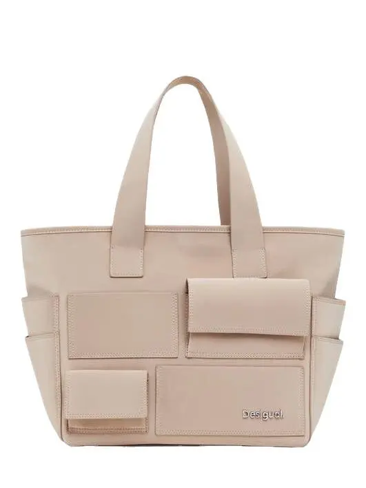 Desigual Multipocket Faux-leather Shopper - Beige
