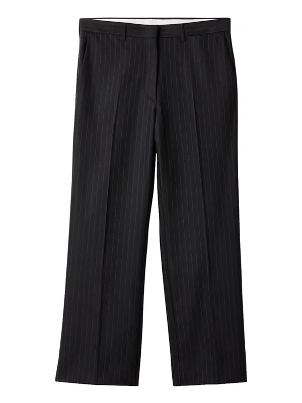 Miu Miu Stripe Straight Leg Wool Pants - Nero
