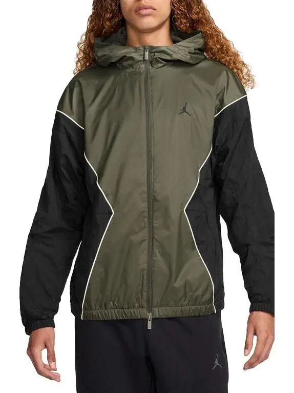 JORDAN Essentials Draft Hooded Jacket - Medium Olive/ Black/ Sail