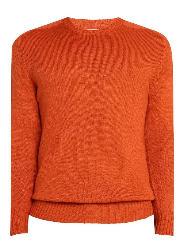 Anderson & Sheppard Wool And Silk Knit Crewneck Sweater - Dk Orange