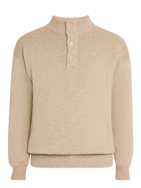 Anderson & Sheppard Cashmere Quarter-placket Sweater - Dk Natural