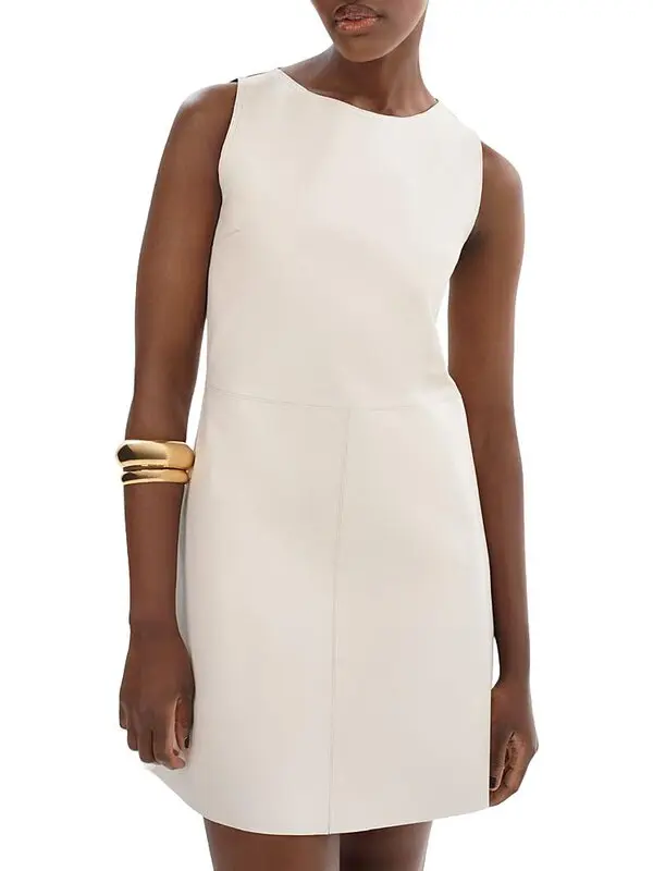 LAMARQUE Lozana Reversible Leather Mini Dress - Winter White/gold