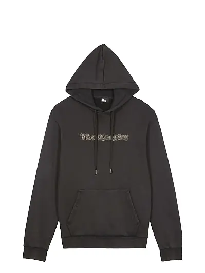 The Kooples Brand-print Cotton-jersey Relaxed Hoody - Black Washed