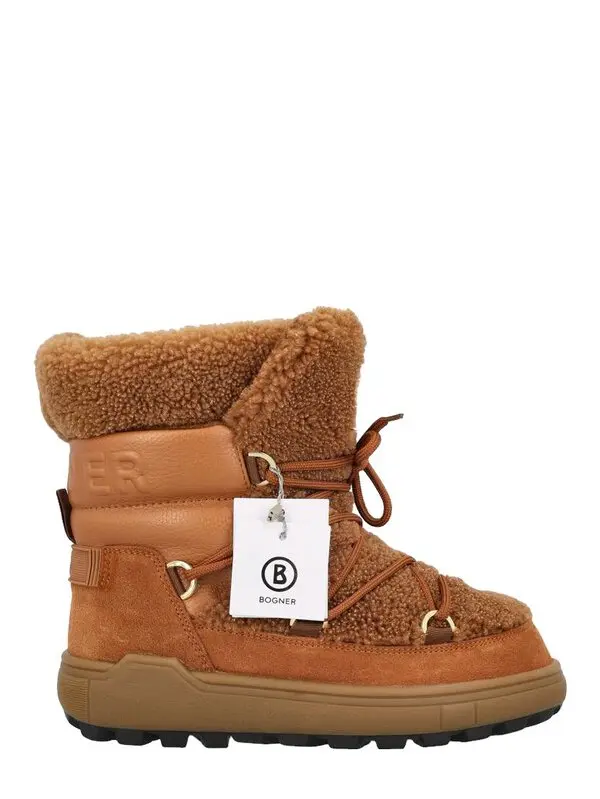 Bogner Leather And Shearling Ankle Boots - Brown
