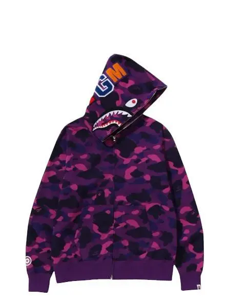 BAPE Camo Shark Full Zip Hoodie - Purple