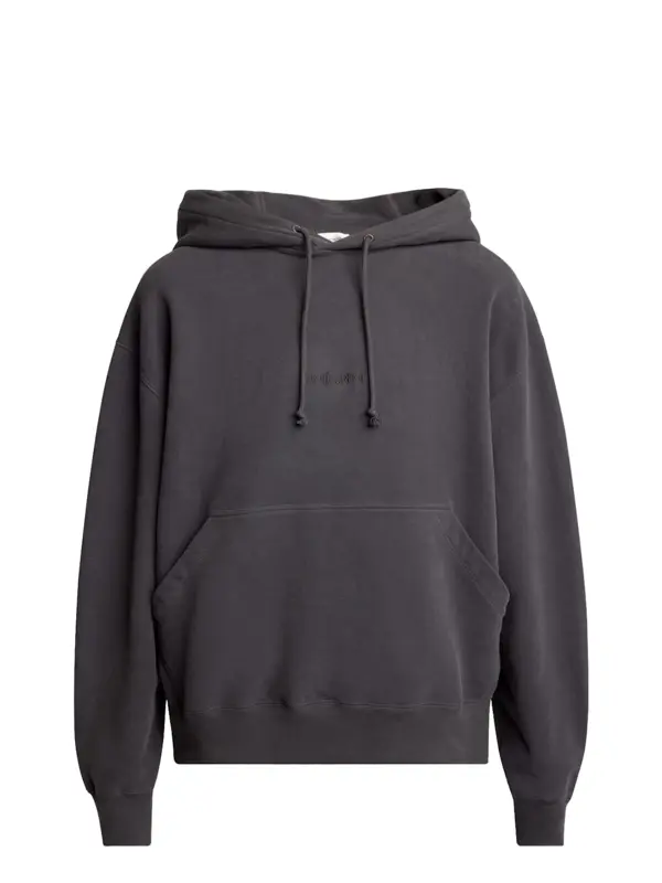 Saint Laurent Fleece Tonal Logo Hoodie - Fog