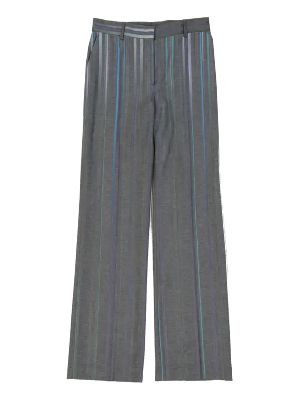 Alberta Ferretti Wool Blend Flared Trousers - Gray