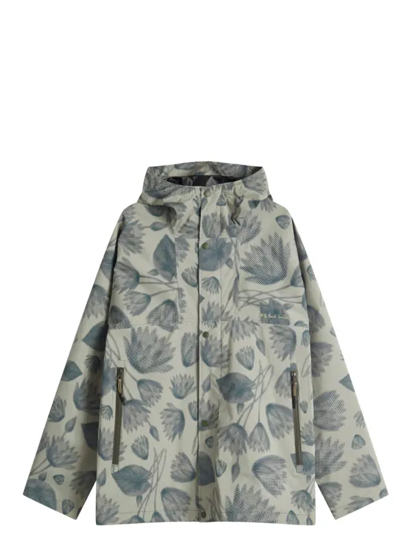 Paul Smith Pixilated Flower Print Hooded Jacket - Brown