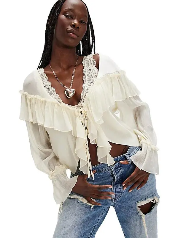 NIGEL PRESTON Bedfellows Ruffled Shirt - Lemon Buttercream