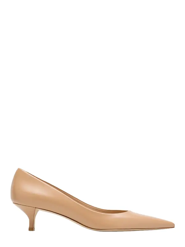 STUART WEITZMAN Leather Kitten-heel Pumps - Adobe