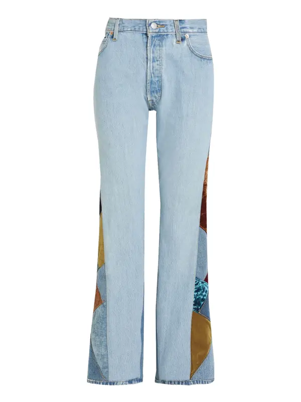 RE/DONE WITH LEVI'S Levi's 70s Patchwork High-rise Bootcut Jeans - Light Denim