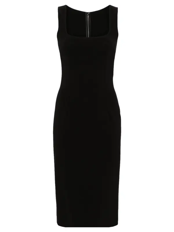 Dolce & Gabbana Square-neck Midi Dress - Black