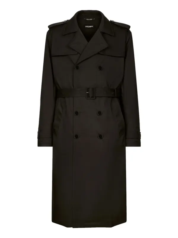 Dolce & Gabbana Belted Double-breasted Trench Coat - Black