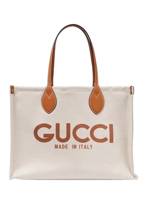 Gucci Medium Logo Tote Bag - Beige